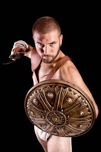 Strong Gladiator Isolated Dark Background — Stock Photo © verkoka ...
