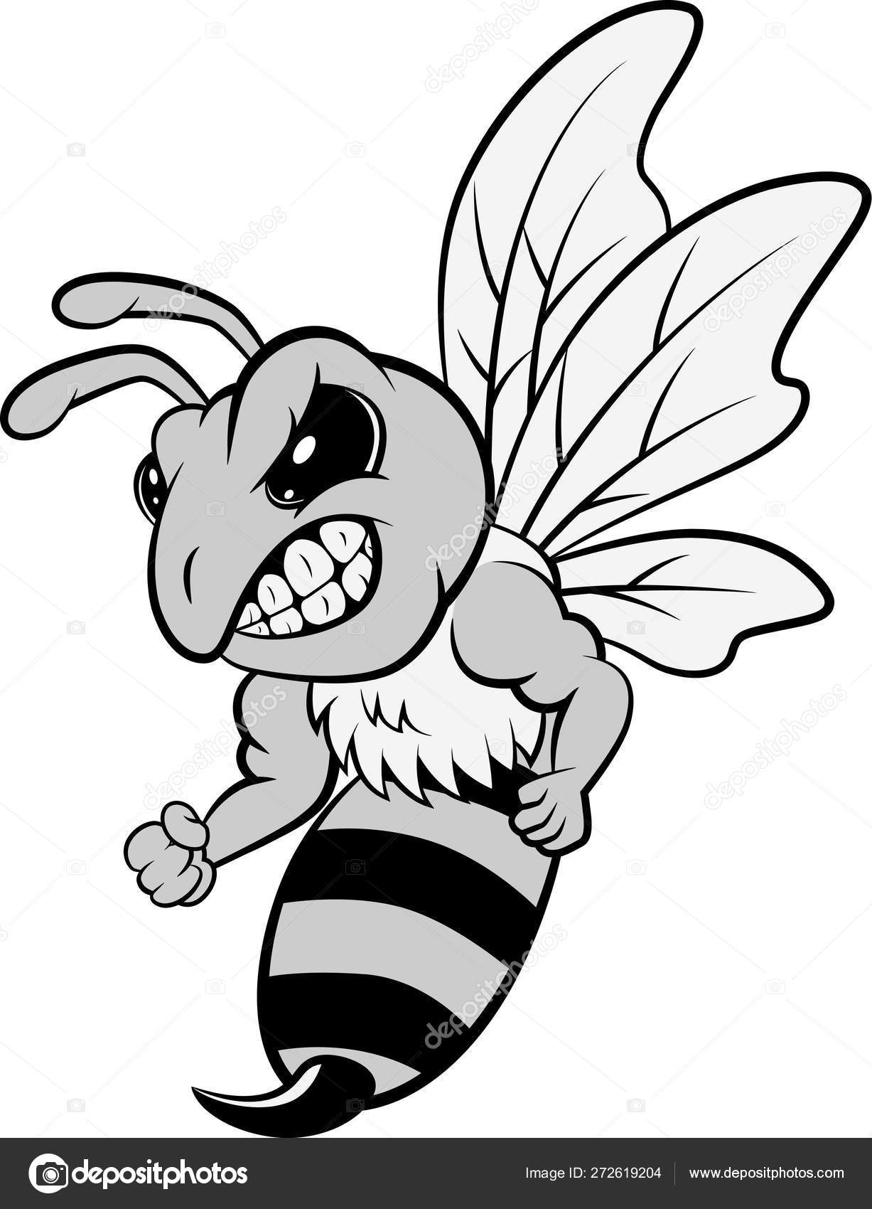 Maskot Lebah Dengan Dua Sisi Yang Berbeda Ilustrasi Vektor Vektor Stok ...