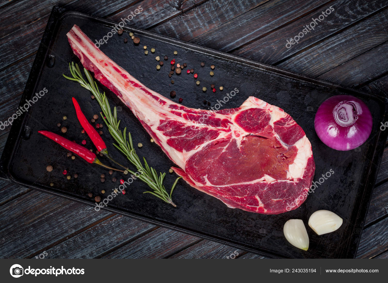 Beautiful Juicy Raw Steak Table Ingredients Ready Roast Stock Photo by ...