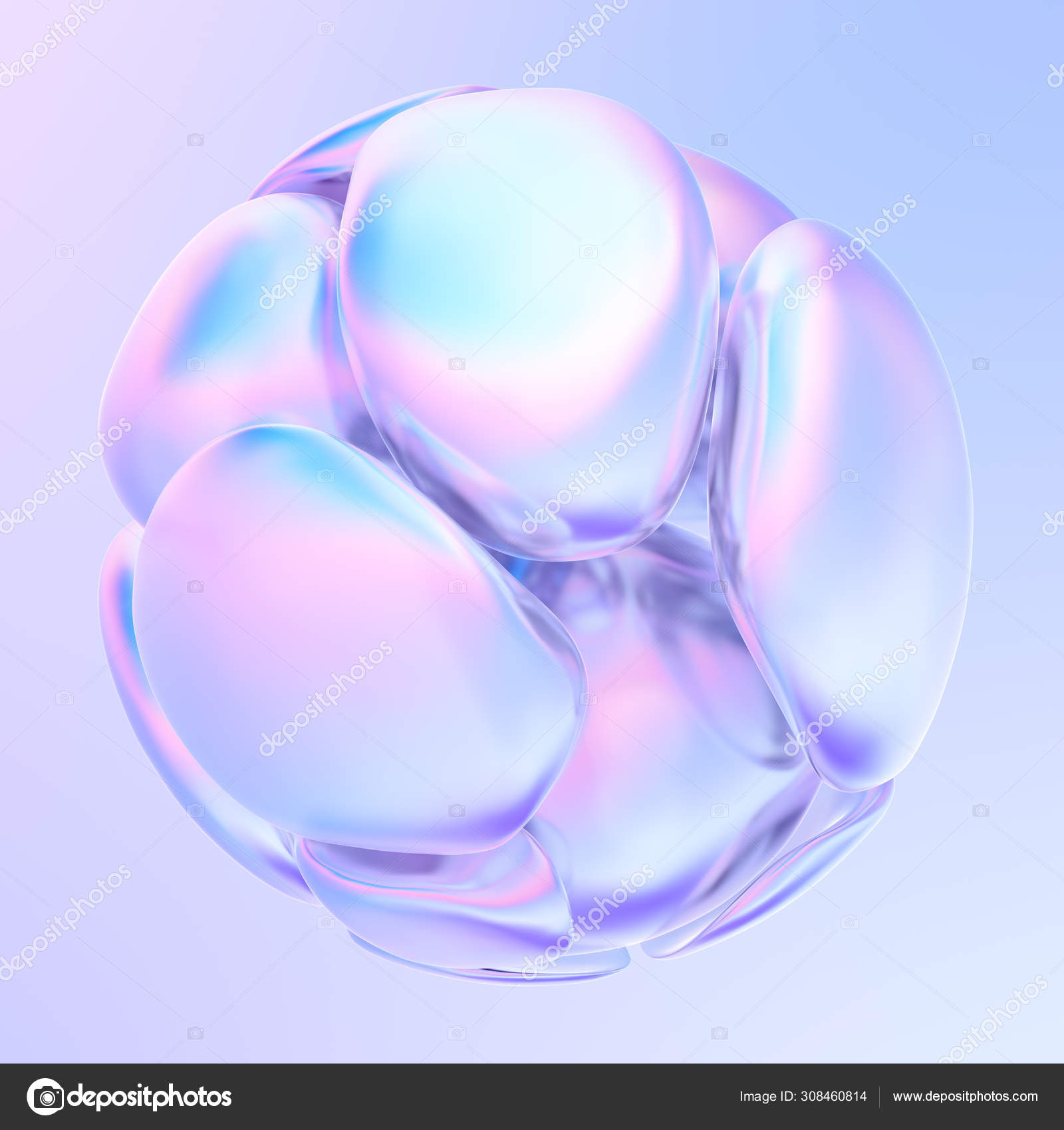Abstract holographic liquid bubbles 3D shapes for posters and banners ...
