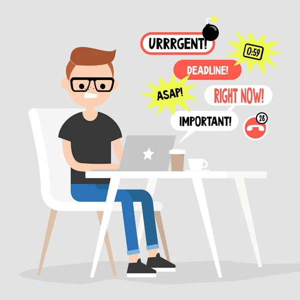 Young Manager Receiving Bunch Notifications Laptop Messenger ...