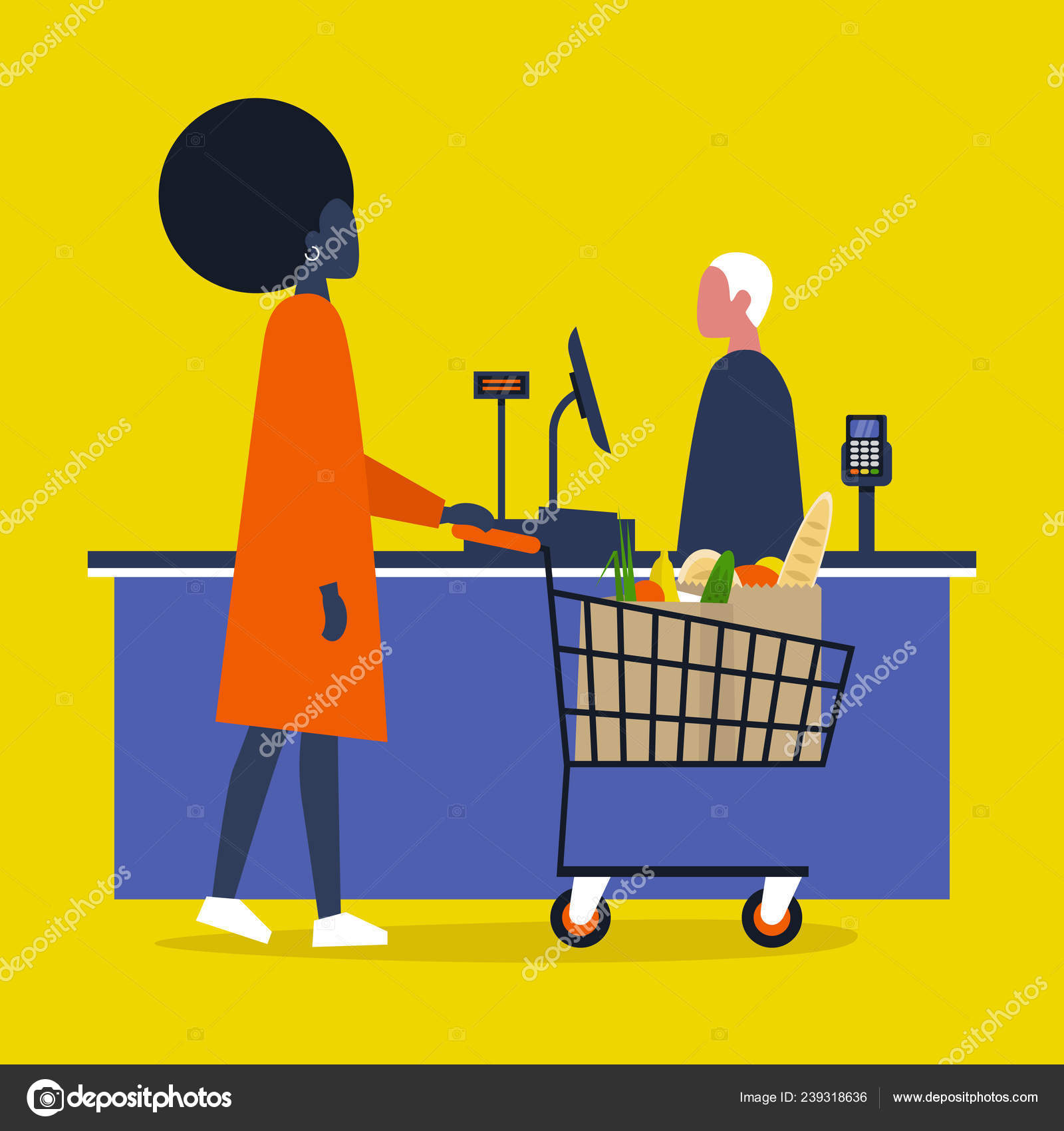 Buying Groceries Clipart