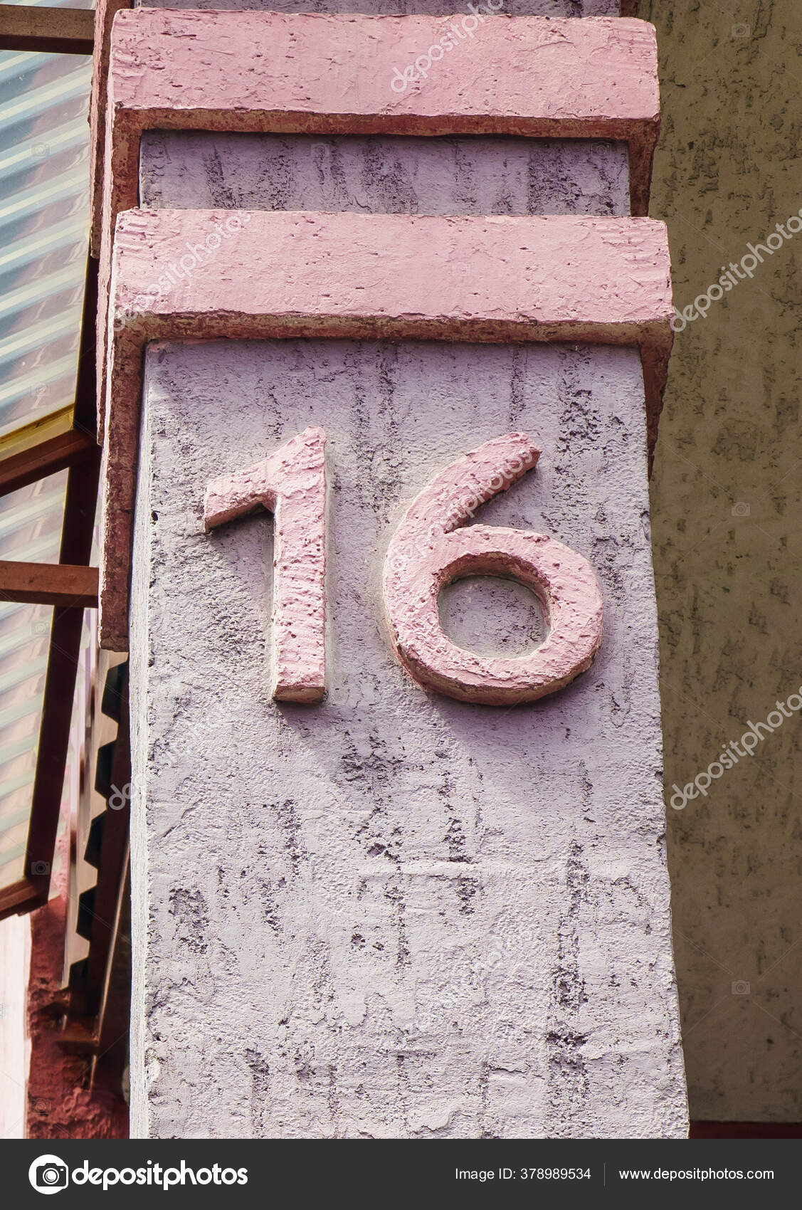 House Number Pink Column Front House — Stock Photo © Foto-Video-Studio ...