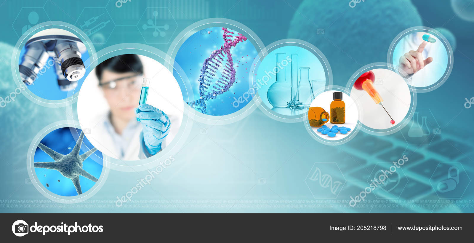 Scientific Pharmaceutical Images Abstract Blue Background Illustration ...