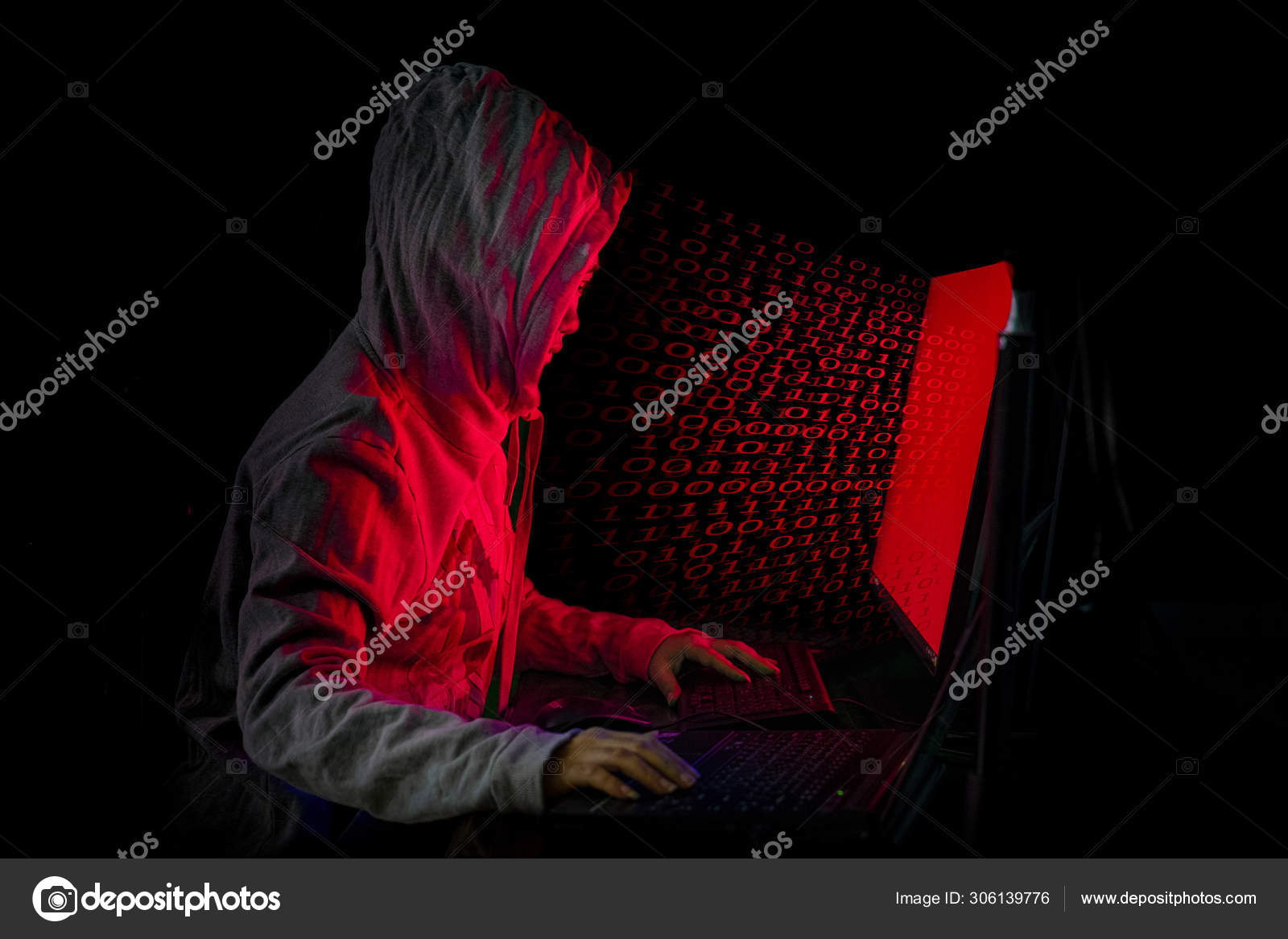 Women hacker breaks into government data servers Stock Photo by ...