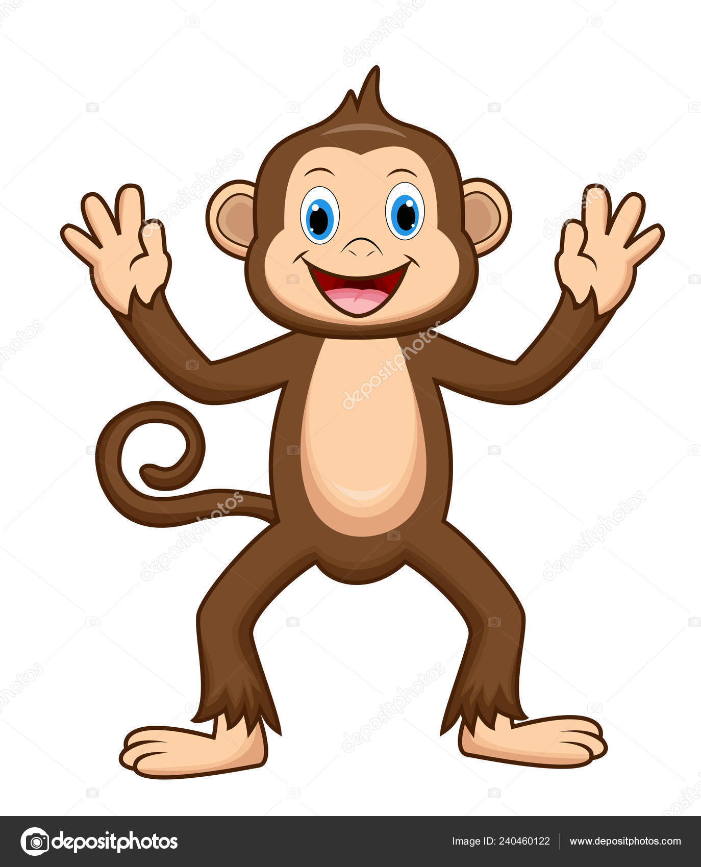 Ilustración Vectorial Dibujos Animados Mono Lindo Vector de stock ...