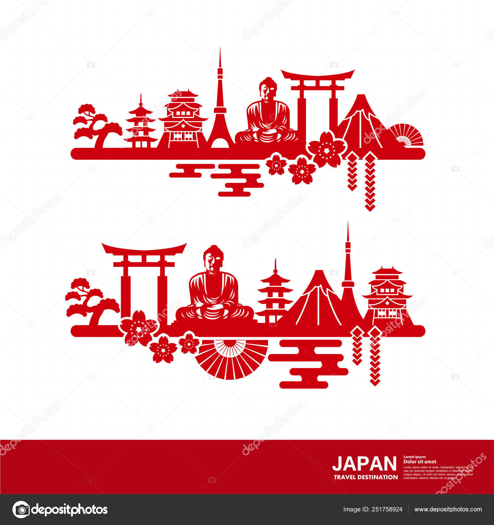 Japan Travel Destination Vector Illustration Stock Vector Image by ...