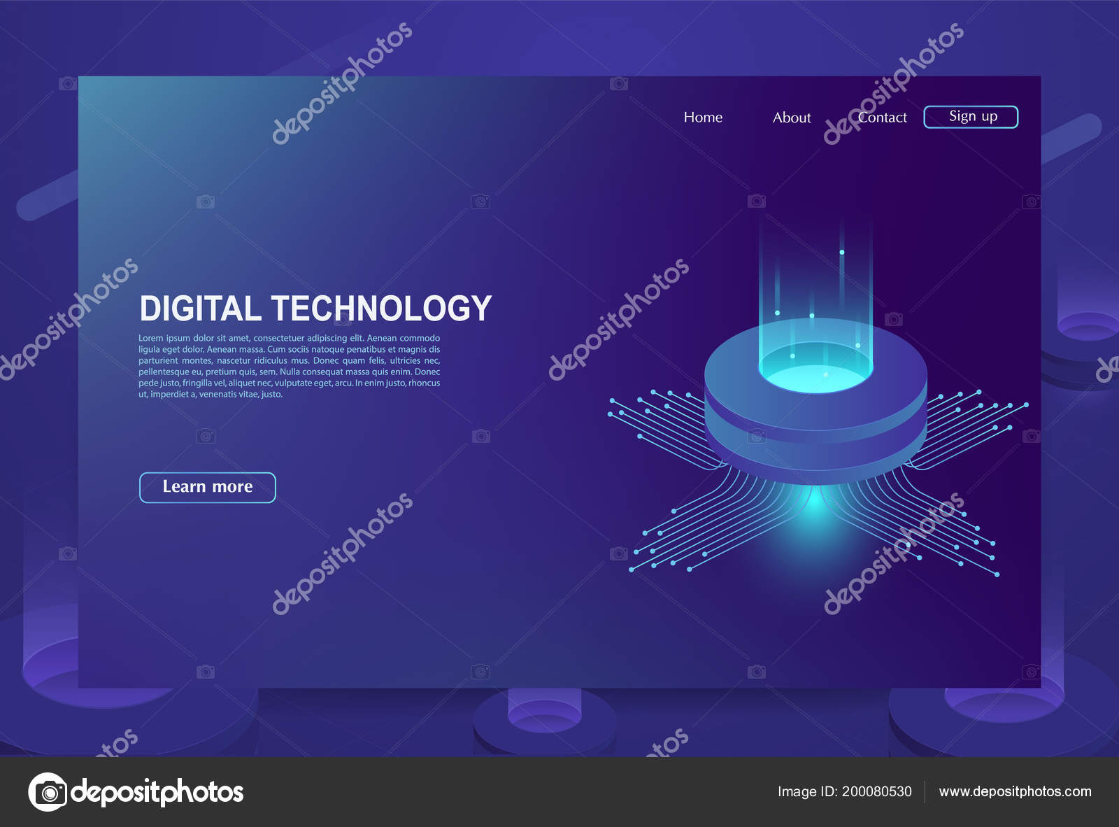 Concept Big Data Processing Center Cloud Database Server Energy Station Stock Vector By