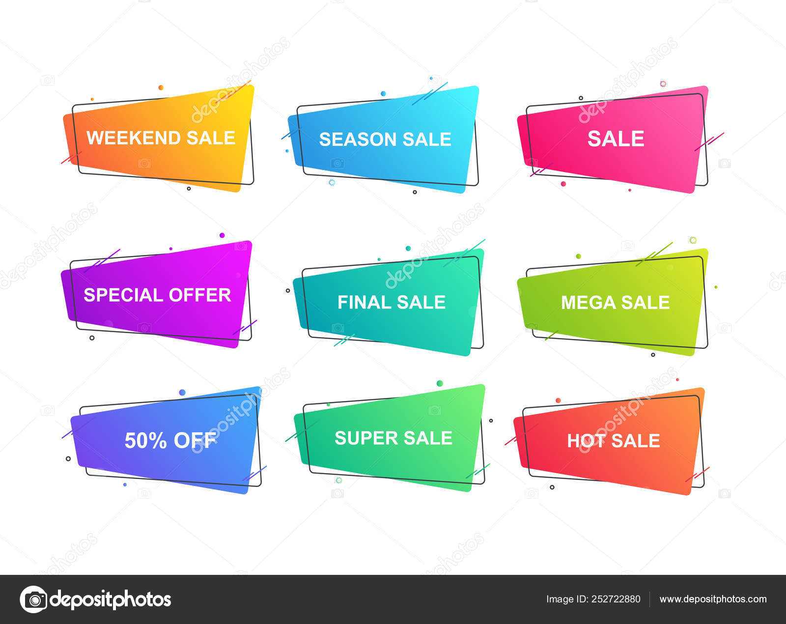 Modern geometric banner for sales, promotion, discounts set. Abstract ...