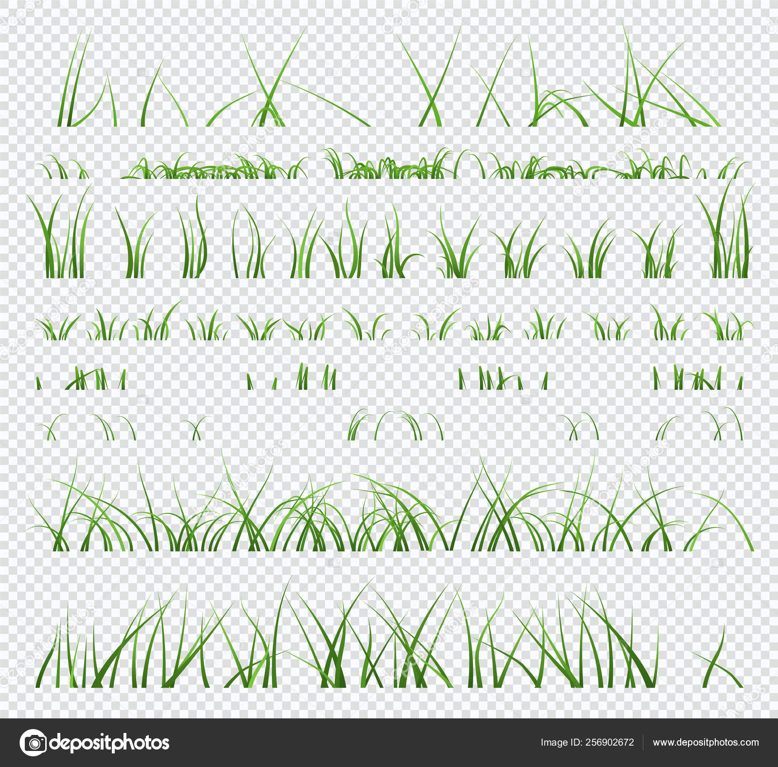 Set of elements green grass isolated on transparent background. Stock ...