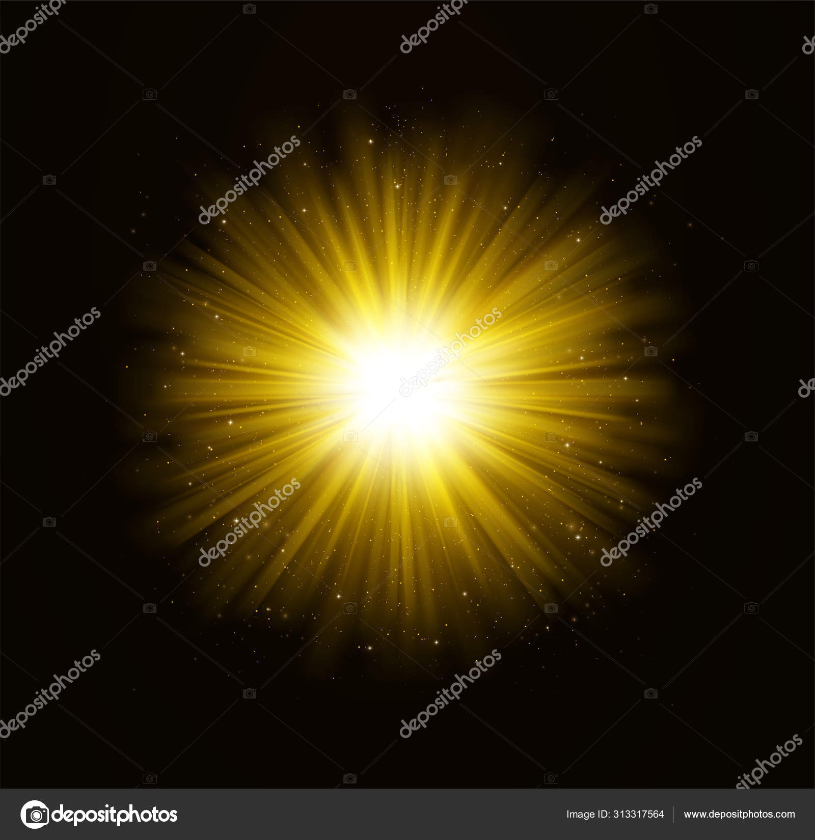 Golden bright shining light effect with stars. Rays of light with ... Golden bright shining light effect with stars. Rays of light with ...