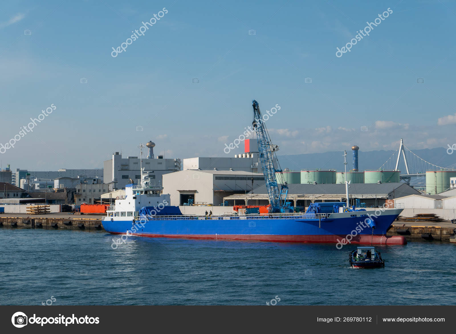 Bunkering process of a tanker at Osaka port, Osaka, Japan. – Stock ...