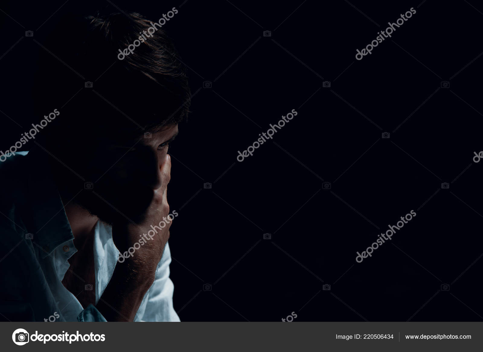 Portrait Handsome Man Problems Copy Space Black Background Stock Photo ...