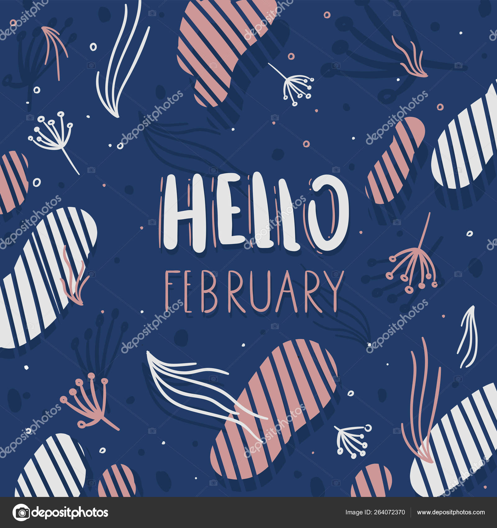 Hello February Vector Illustration Beautiful Lettering Colorful ...