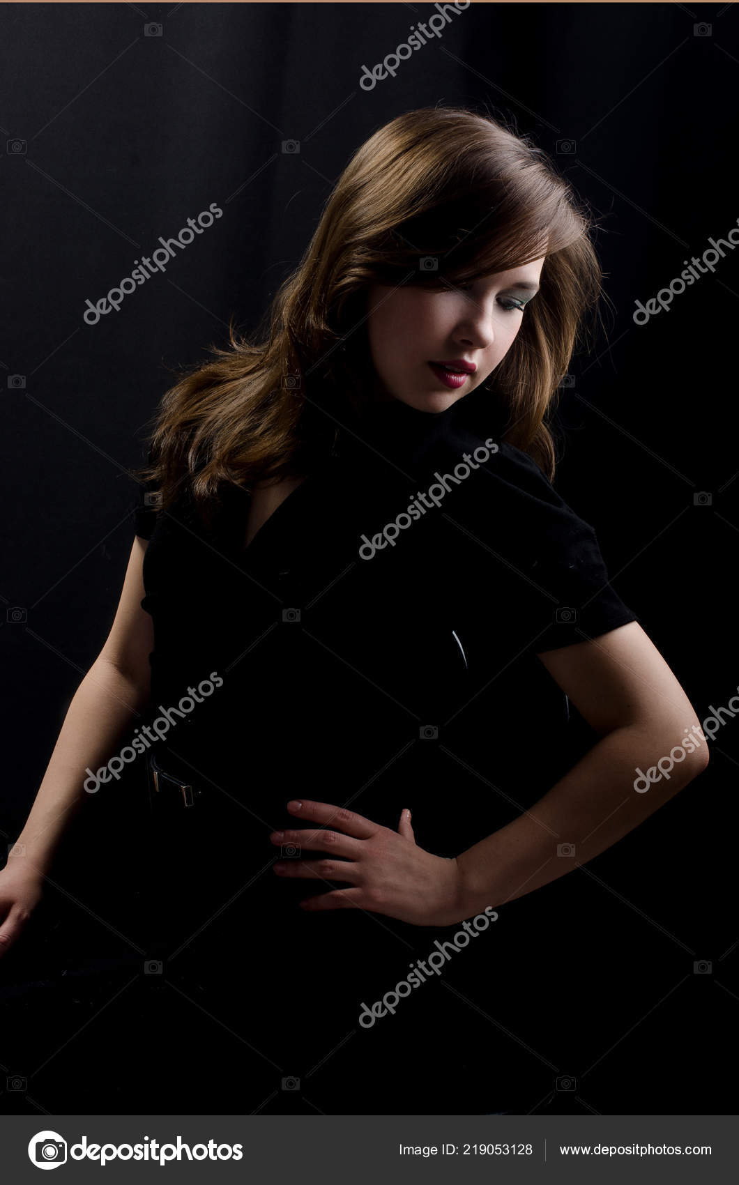 Beautiful Girl Studio Stock Photo by ©uminov 219053128