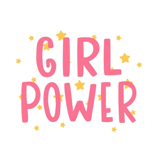 Girl Power Letteringvector Illustration Set Girl Power Lettering Cute ...