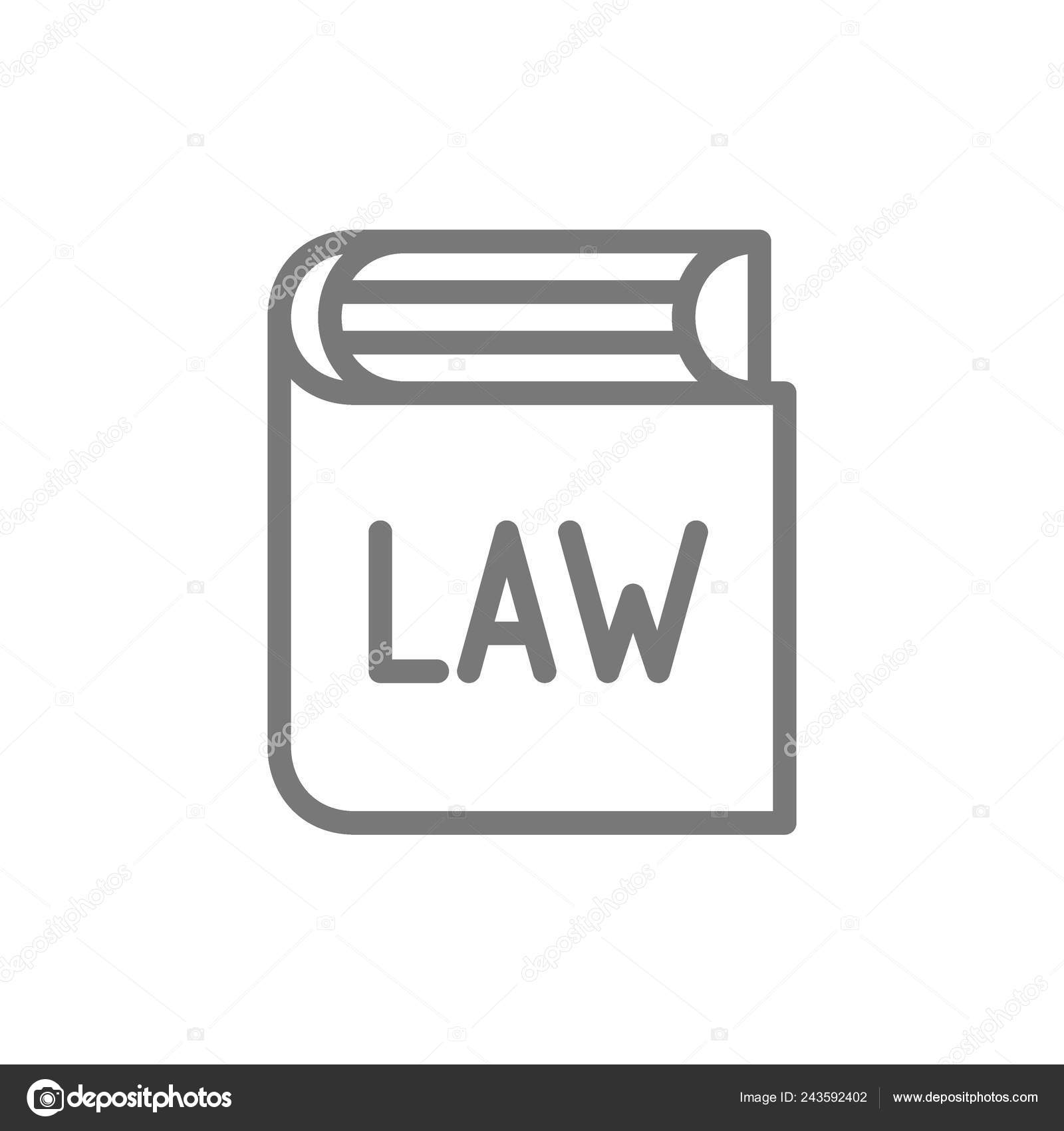 Book with laws, constitution line icon. Isolated on white background ...