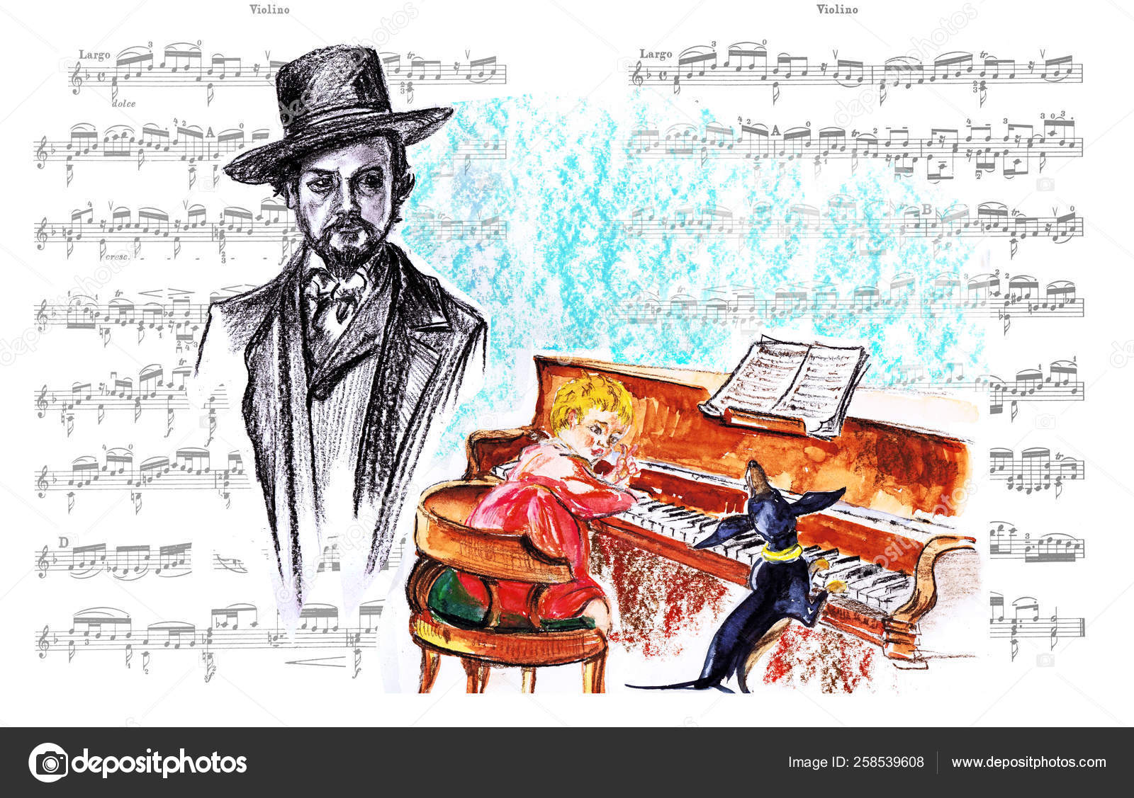 Pastel Drawing Claude Debussy French Composer Leading Representative ...