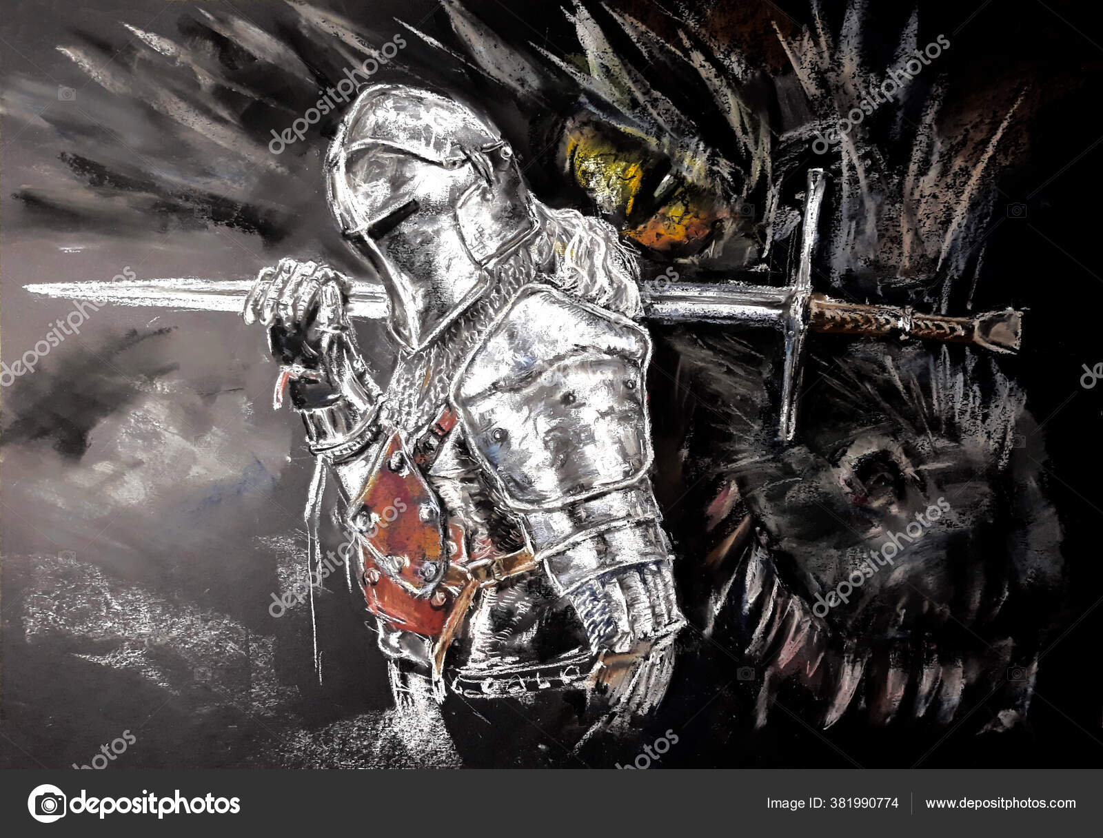 Dragon Vs Knight Drawing