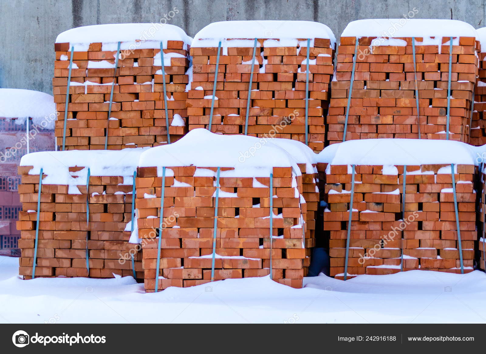 Pallets Bricks Building Store Racks Brick Masonry Stonework Stock Photo ...