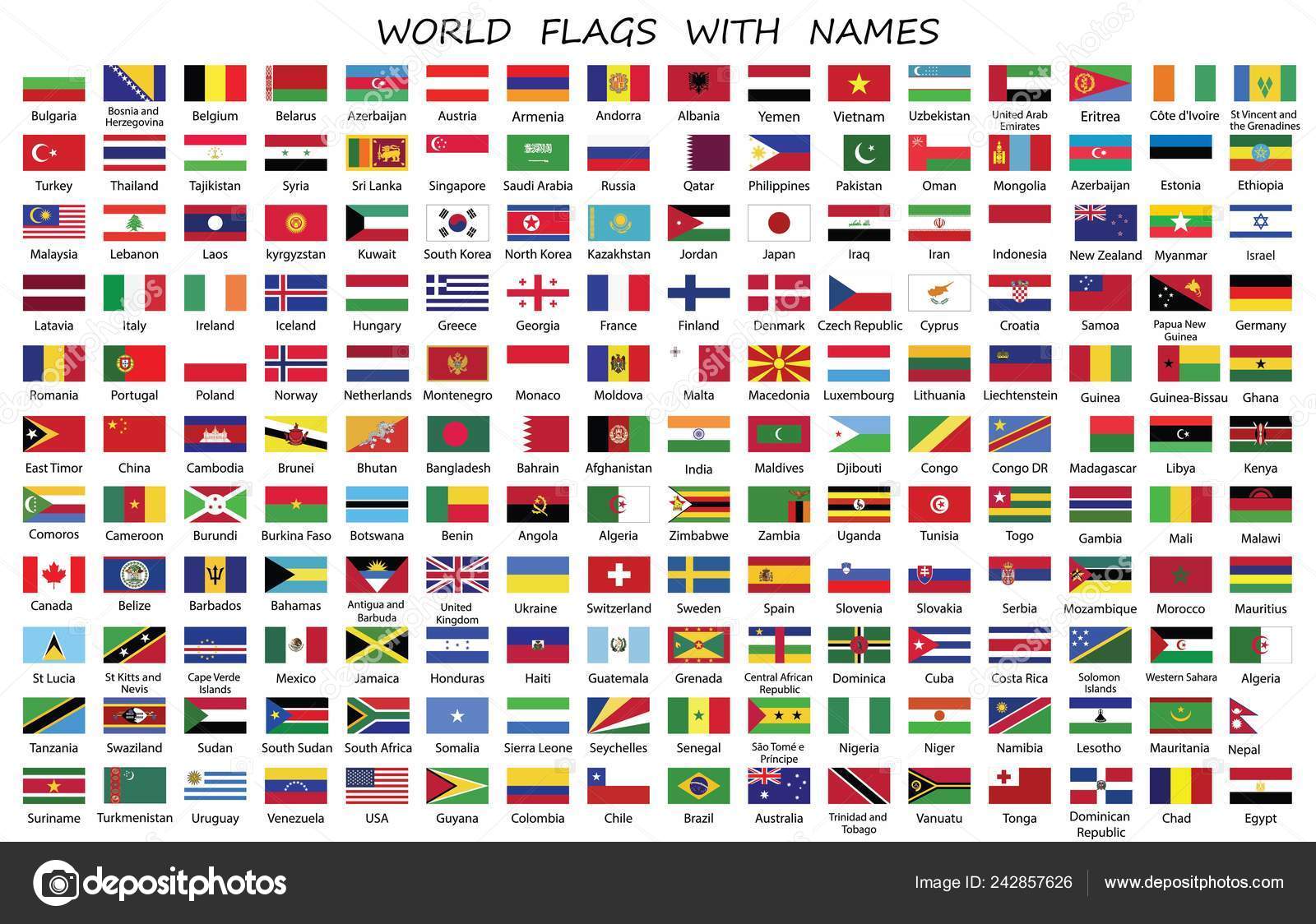 World Countries Flags Names White Background Vector Stock Vector by ... World Countries Flags Names White Background Vector Stock Vector by ...