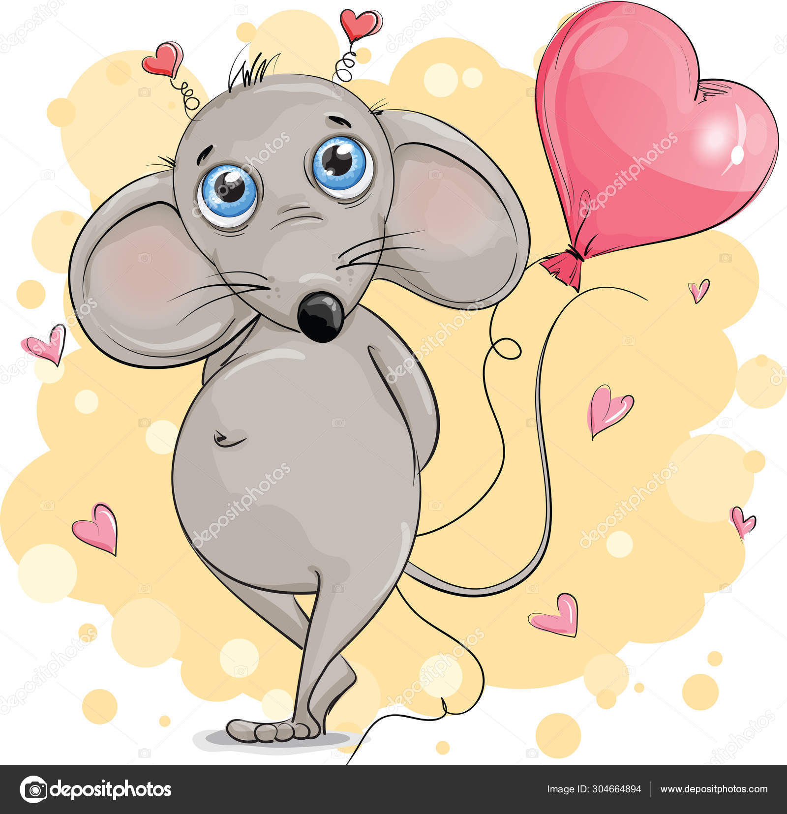 Cute shy mouse with an air heart Stock Vector by ©erom 304664894