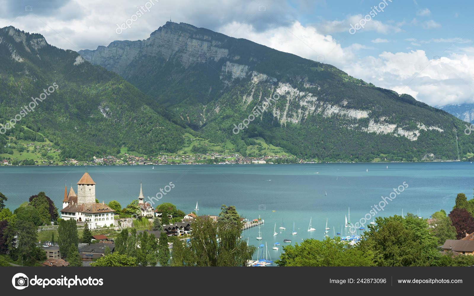 Spiez Castle Lake Thun Jungfrau Region Canton Bern Switzer — Stock ...