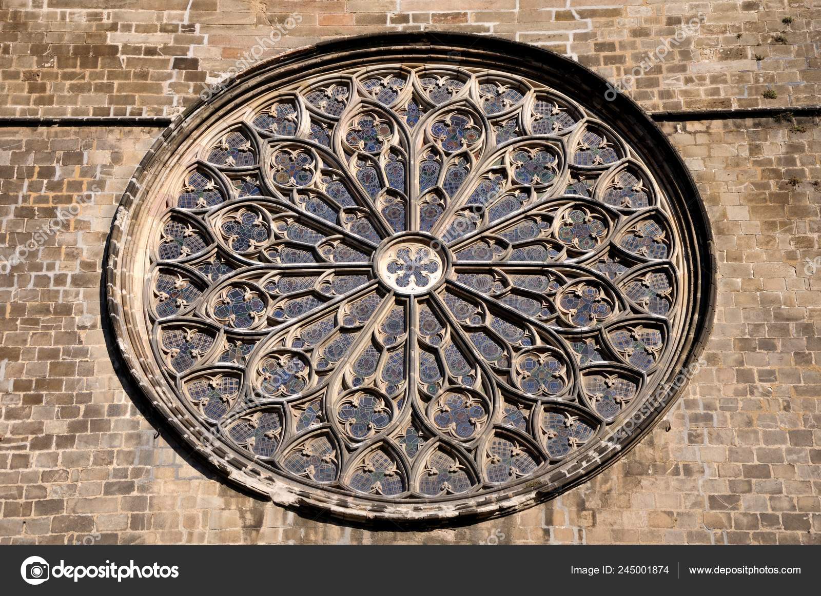 Rose Large Mosaic Window Facade Churches Roman Gothic Styles — Stock ...