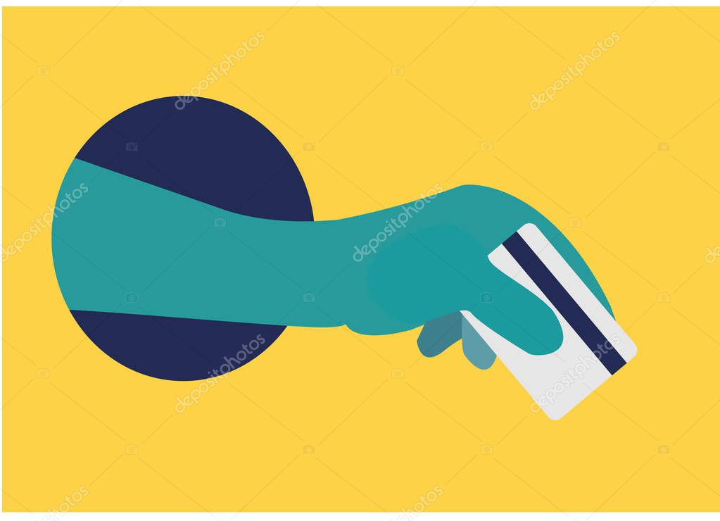 Una mano sostiene una tarjeta bancaria de crédito de un agujero en una ...
