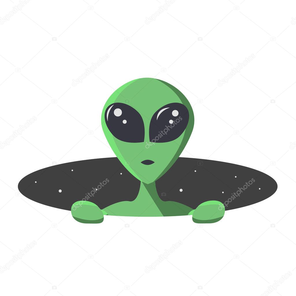 Extraterrestre verde sale del agujero del espacio con estrellas ...