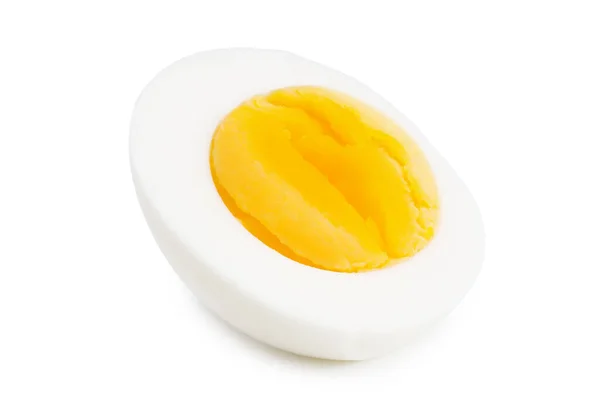 Single Whole Boiled Egg Halved Egg Isolated White Background — Stock Photo © Eywa #401880824