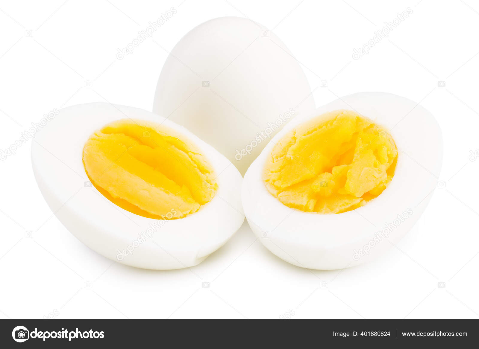 Huevo Cocido Entero Simple Con Huevo Partido Mitad Aislado Sobre — Foto ...