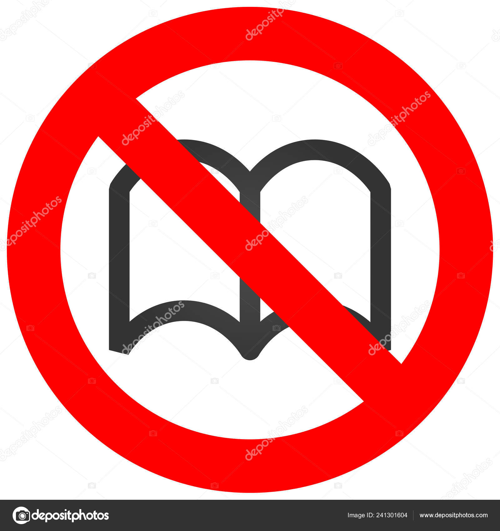 Signo Prohibido Con Icono Libro Aislado Sobre Fondo Blanco Lectura ...