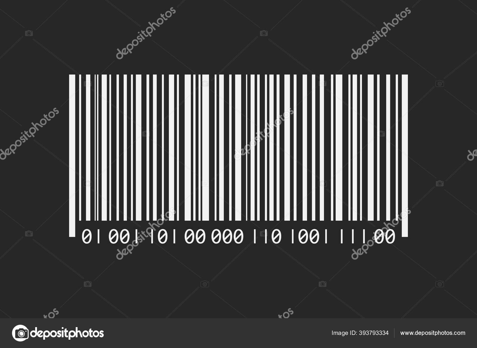 Vector Blanco Ilustración Código Barras Sobre Fondo Negro — Foto de stock #393793334 © Darcraft