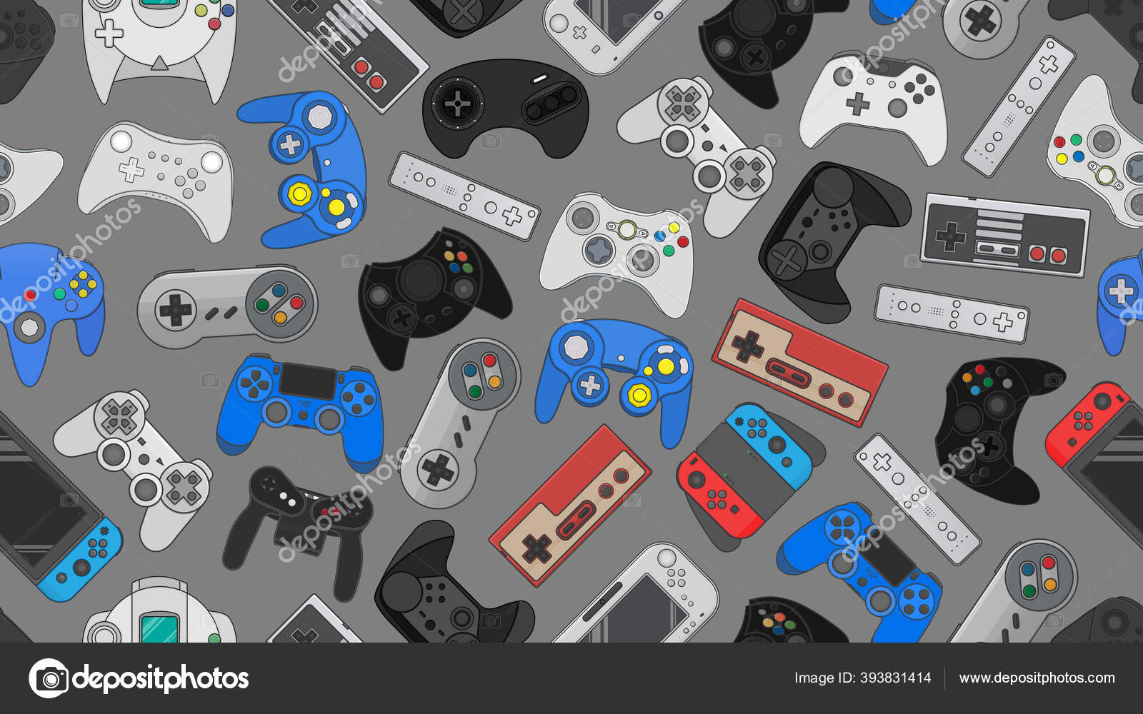 Video Game Controller Gamepad Background Gadgets Devices Seamless ...