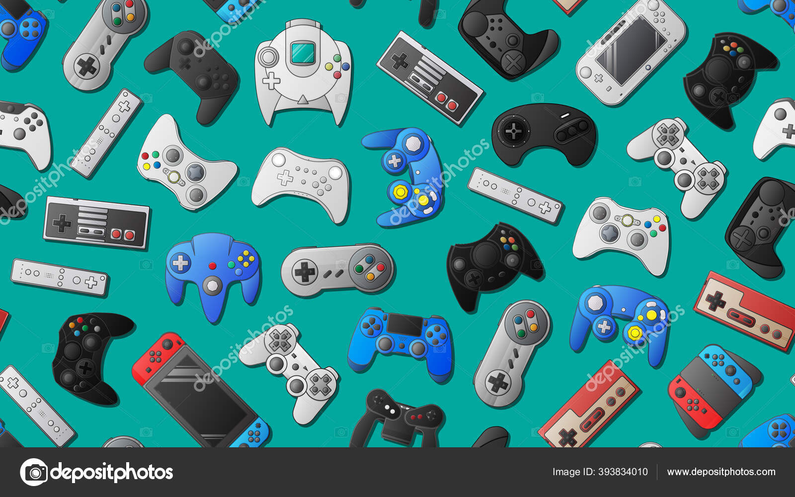Video Game Controller Gamepad Background Gadgets Devices Seamless Pattern Stock Illustration by ...