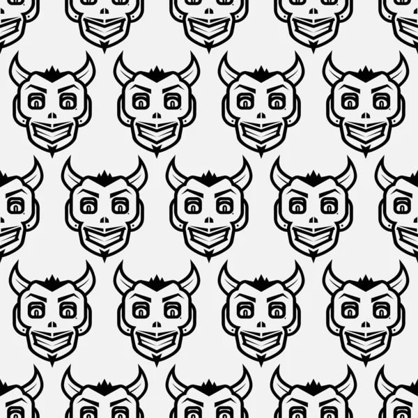 Devil face Halloween background seamless pattern Holiday illustration - Stock Image - Everypixel