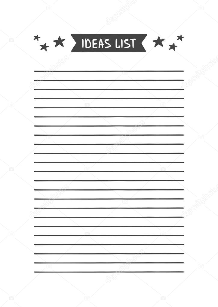 Lista de ideas. Organizador imprimible para estudio, escuela o trabajo ...