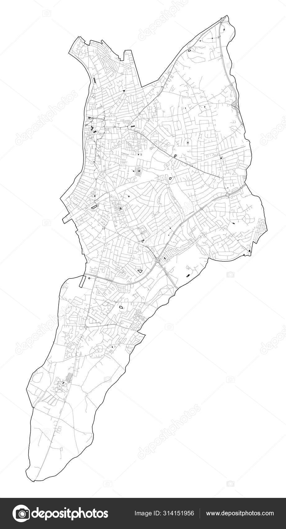 Satellite View London Boroughs Map Streets Kingston Thames Borough ...