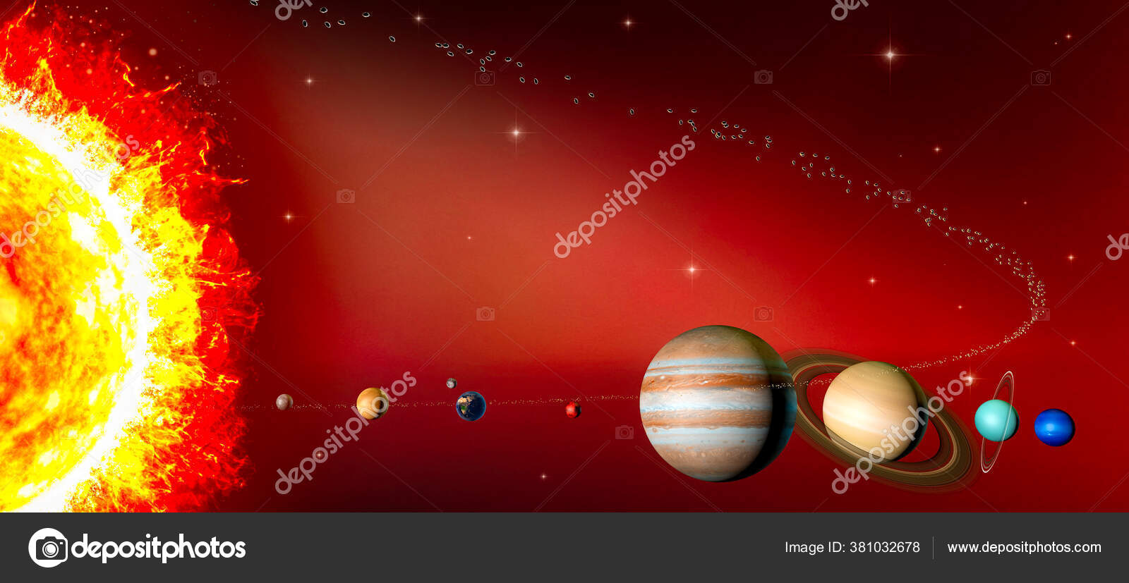 Planets Solar System Sun Mercury Venus Earth Moon Mars Jupiter — Stock ...