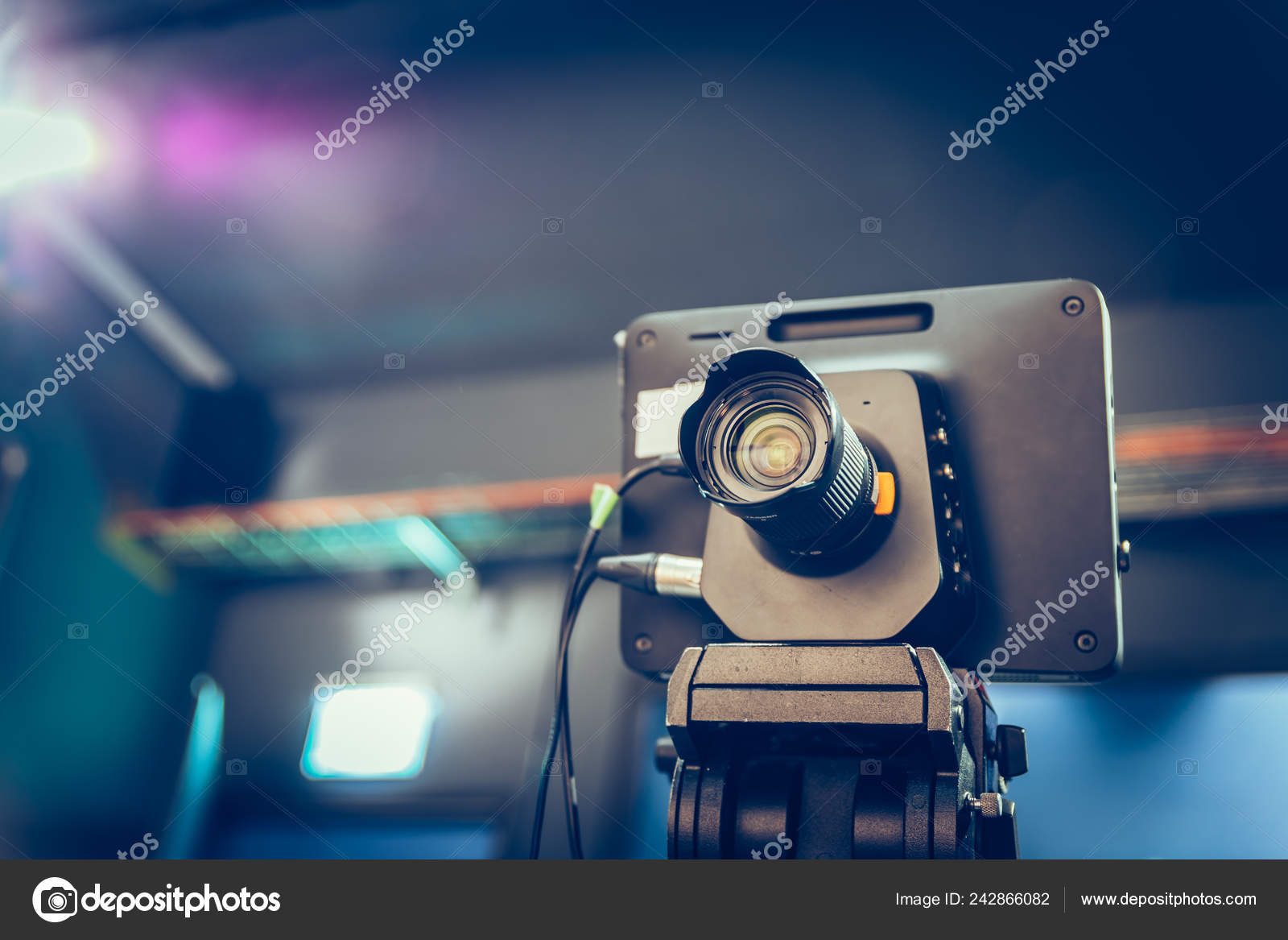 Film Camera Tripod Television Broadcasting Studio Spotlights Equipment ...