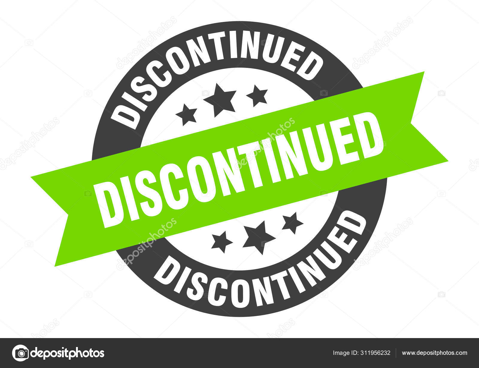 Discontinued sign. discontinued black-green round ribbon sticker Stock ...
