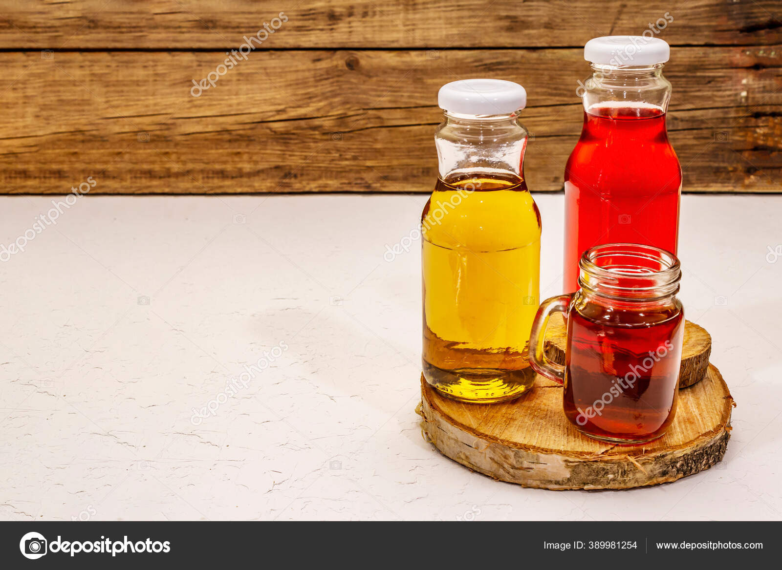 Kombucha Glass Bottles Set Different Flavors Healthy Fermented Food ...