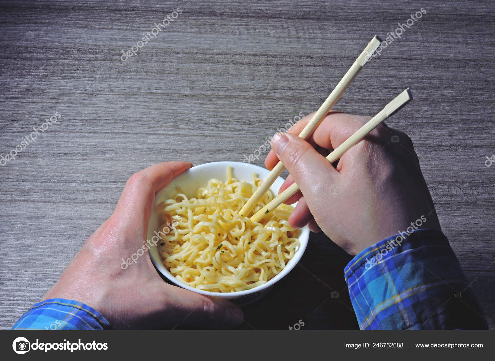 Men's Hands Hold Noodles Chopsticks Chinese Noodles Sticks Hands ...