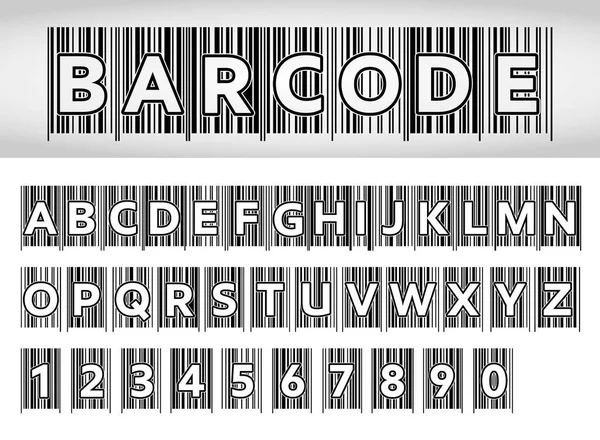 Barcode style alphabet letters and numbers. vector font type design ...