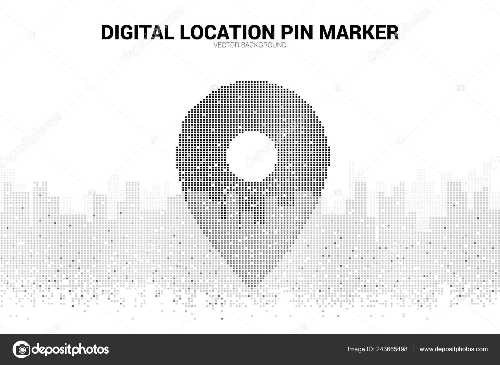 Location Pin Marker Signage Pixel Style City Background Gps Technology ...