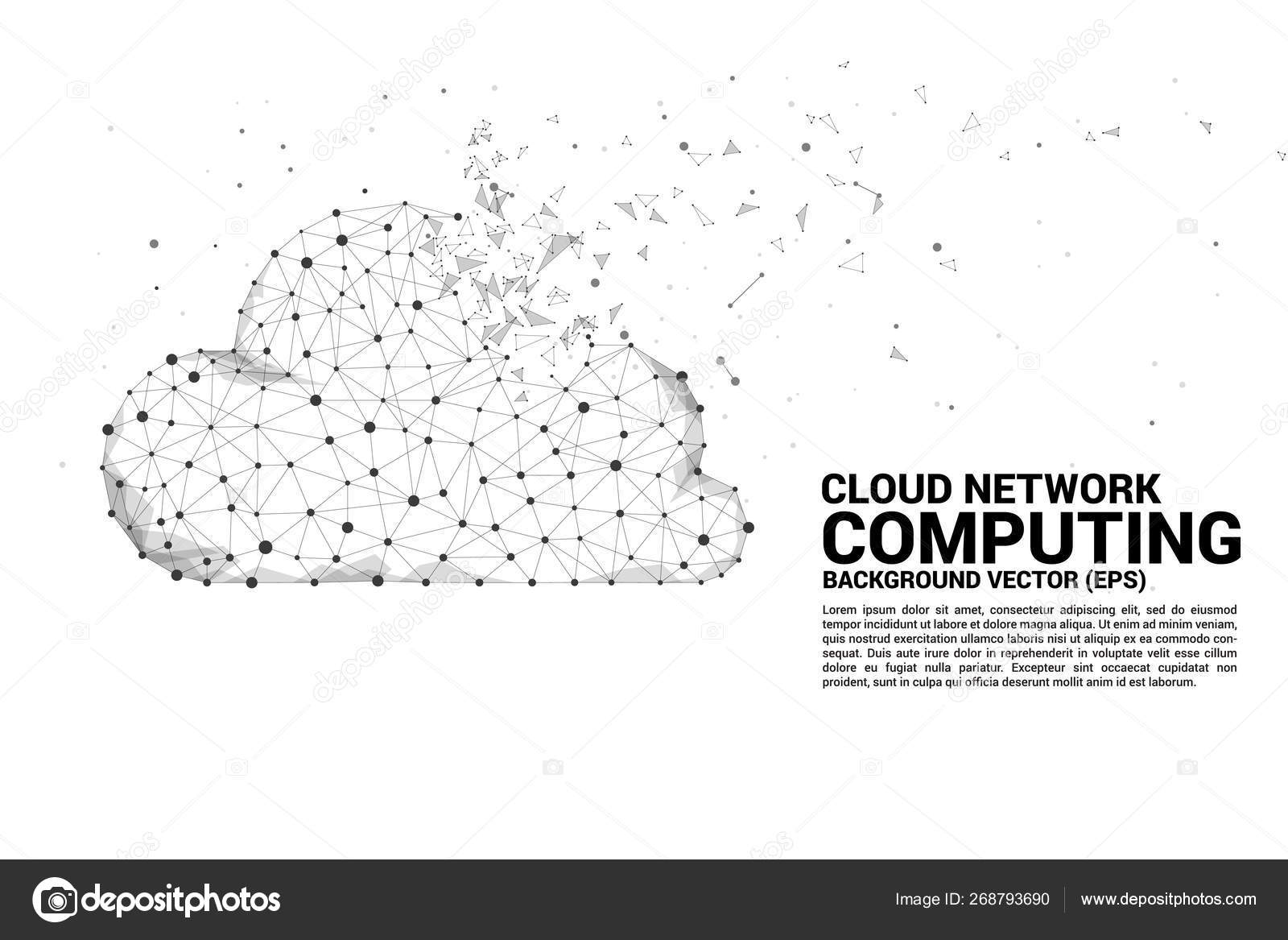 Cloud computing network concept polygon dot connected line. Concept of cloud server, Storage and ...