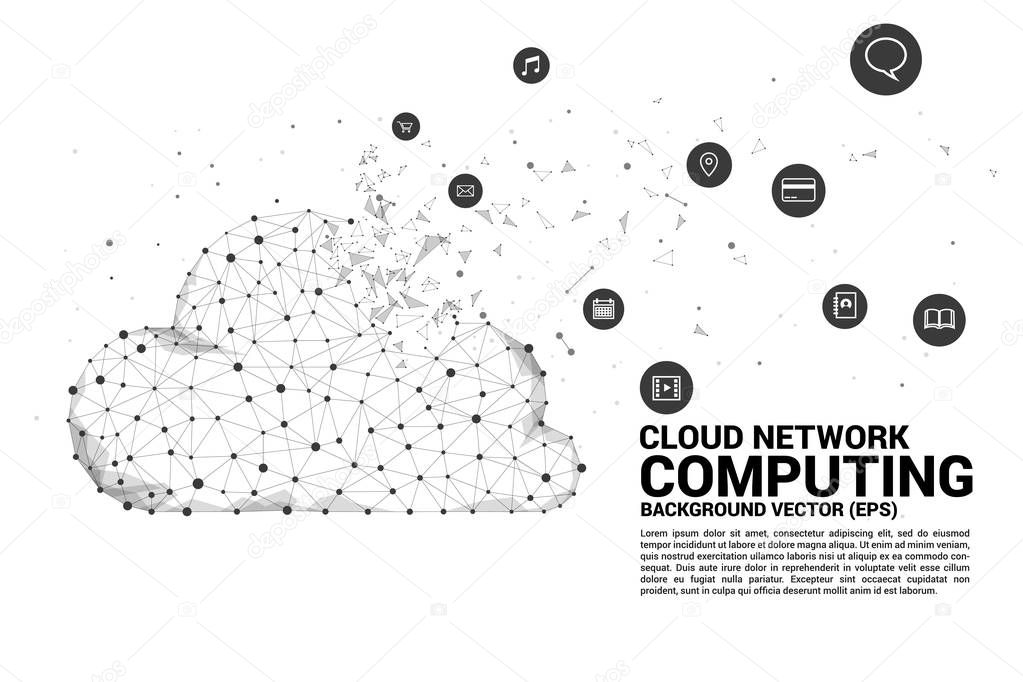 Cloud computing network technology polygon dot connected line with icon: Concepto de servidor ...
