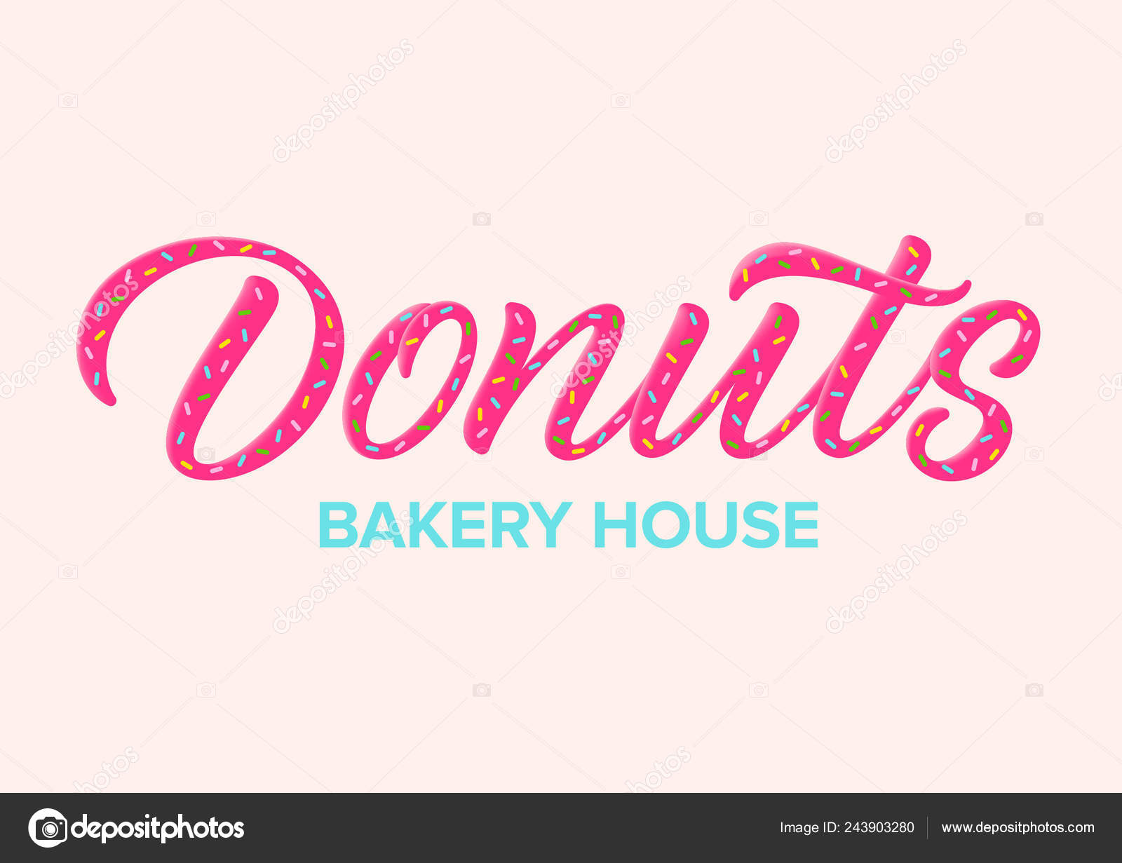 Word Donuts Handwritten Text Calligraphy Lettering Logotype Stock ...