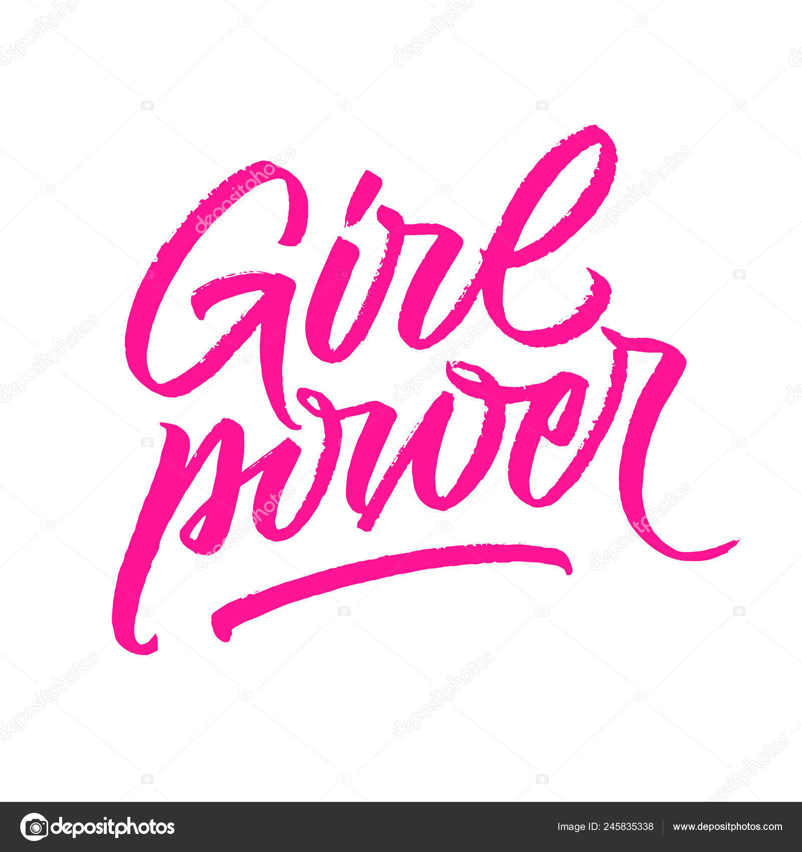 Escrita Mão Poder Menina Inscrição Caligrafia Letras Vetor de stock de ...